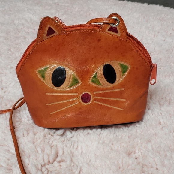 Bags | Vintage Genuine Leather Cat Purse | Poshmark